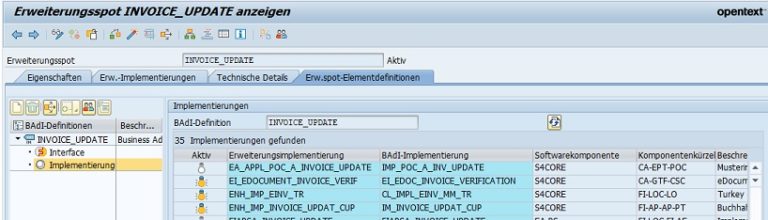 BAdI Implementierung überprüfen - Anwendungen